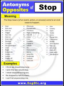 Opposite of Stop, Antonyms of Stop (Example Sentences) - EngDic