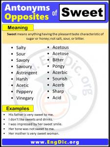 Opposite of Sweet, Antonyms of Sweet (Example Sentences) - EngDic