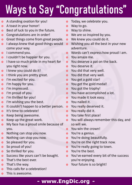 Over 45 Ways to Say Congratulations [Creative + Unique] - EngDic
