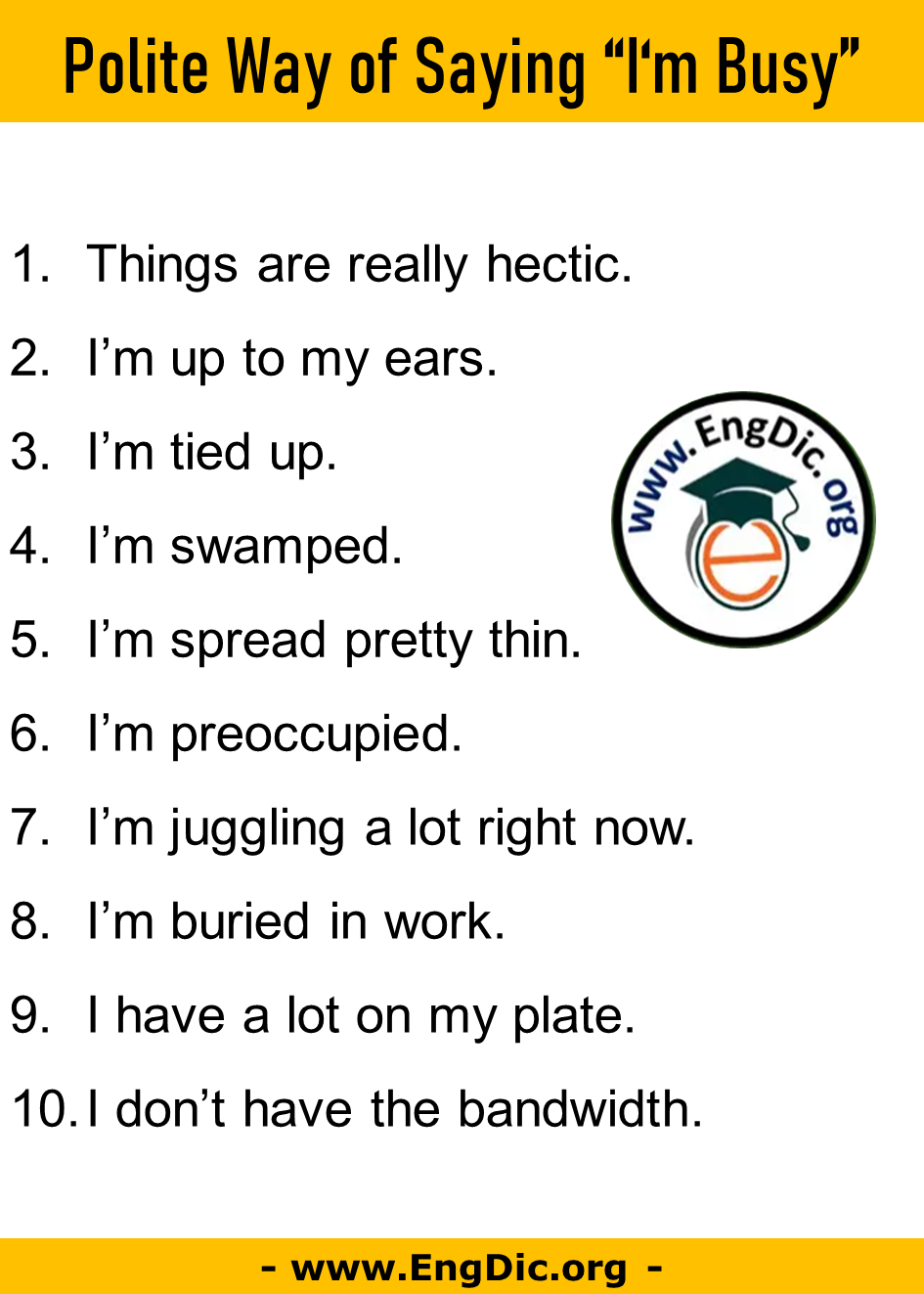 10 Polite Way Of Saying I m Busy In English EngDic 10 Polite Way Of Saying I m Busy In English EngDic