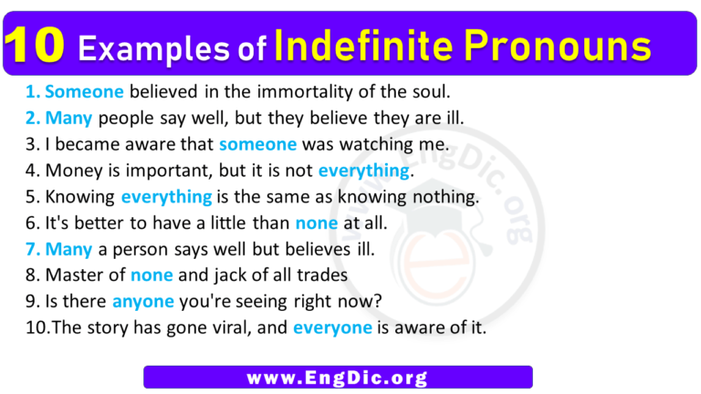 10 Examples of Indefinite Pronouns in Sentences - EngDic