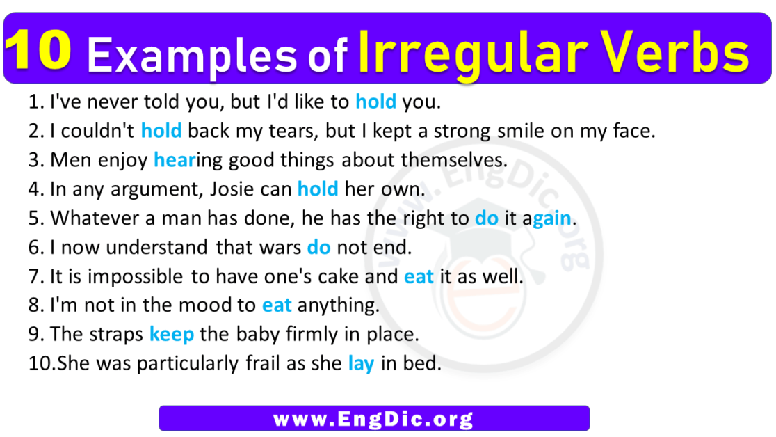 10 Examples of Irregular Verbs in Sentences - EngDic
