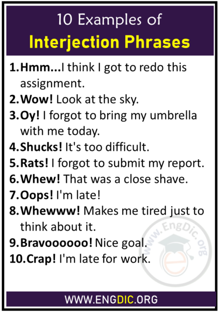 10 Examples of Interjection Phrases - EngDic