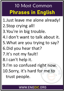 10 Most Common Phrases for Daily Use - EngDic