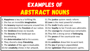 100 Examples of Abstract Nouns in Sentences - EngDic