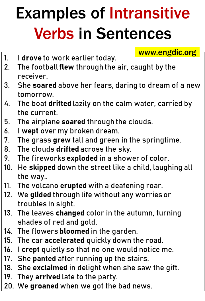 5 Examples Of Intransitive Verbs Sentences BEST GAMES WALKTHROUGH