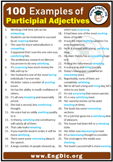 20 Examples of Participial Adjectives in Sentences - EngDic