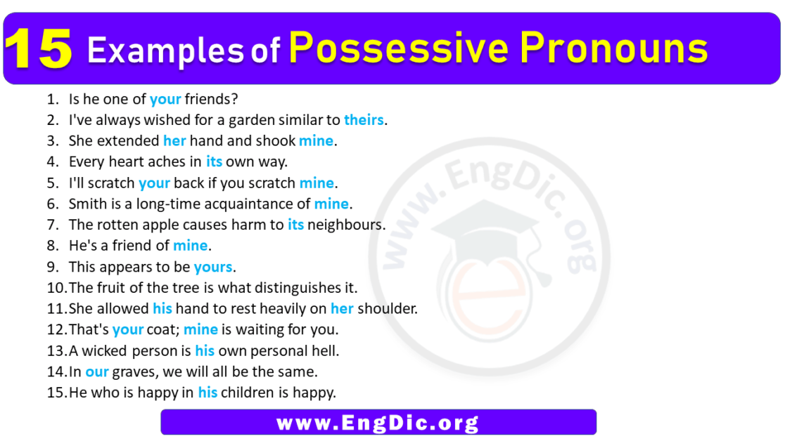 15 Examples of Possessive Pronouns in Sentences - EngDic
