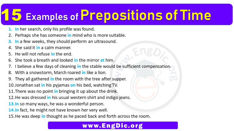15 Examples of Prepositions of Time - EngDic