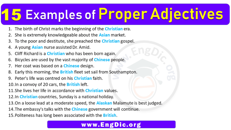 15 Examples of Proper Adjectives in Sentences - EngDic