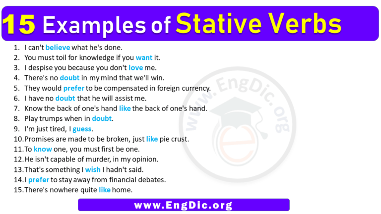 15 Examples of Stative Verbs in Sentences - EngDic