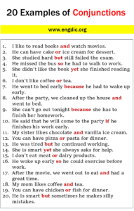 20 Examples of Conjunctions in Sentences - EngDic