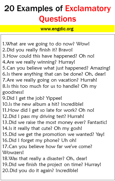 100 Examples of Exclamatory Sentences - EngDic