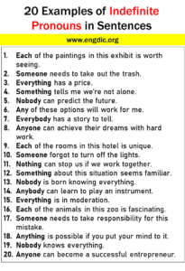 20 Examples of Indefinite Pronouns in Sentences - EngDic