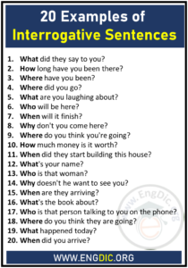 20 Examples of Interrogative Sentences - EngDic