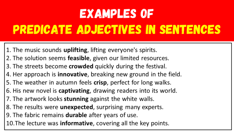 20 Examples of Predicate Adjectives in Sentences - EngDic