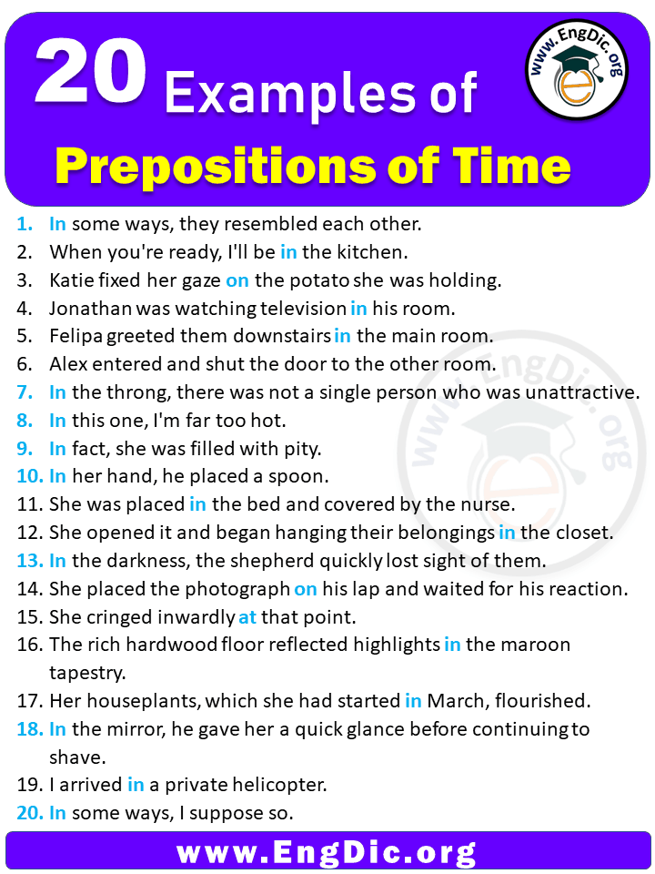 20 Examples Of Prepositions Of Time In Sentences EngDic
