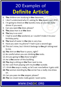 20 Examples of Definite Article in Sentences - EngDic