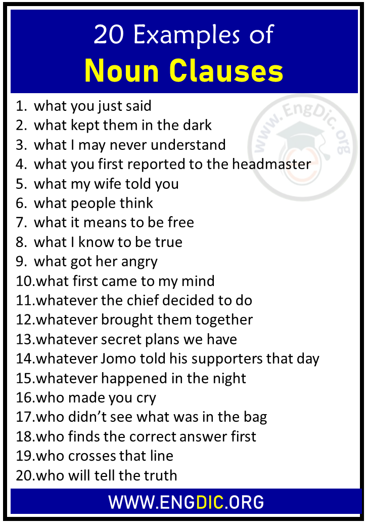 20 Examples Of Noun Clauses EngDic