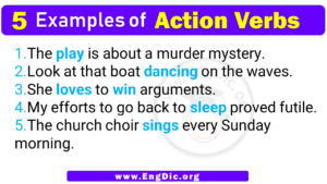 5 Examples of Action Verbs in Sentences - EngDic