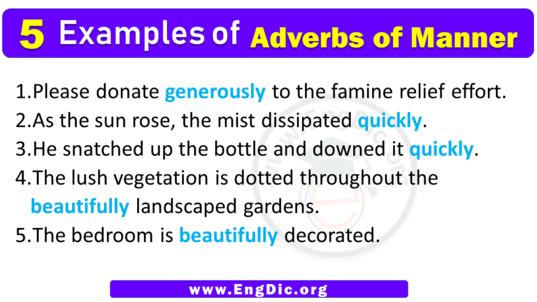 5 Examples of Adverbs of Manner in Sentences - EngDic