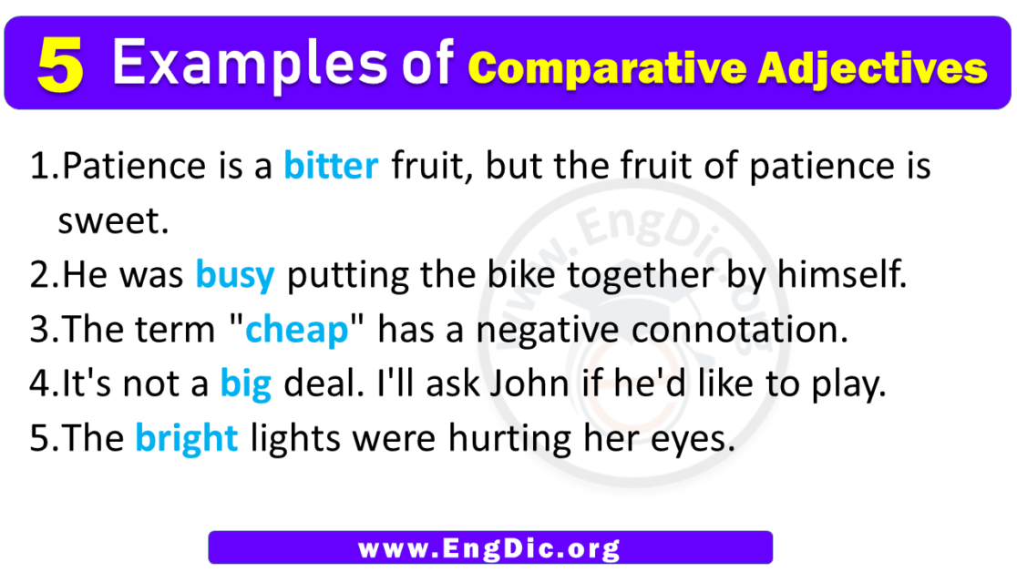 5 Examples of Comparative Adjectives in Sentences - EngDic