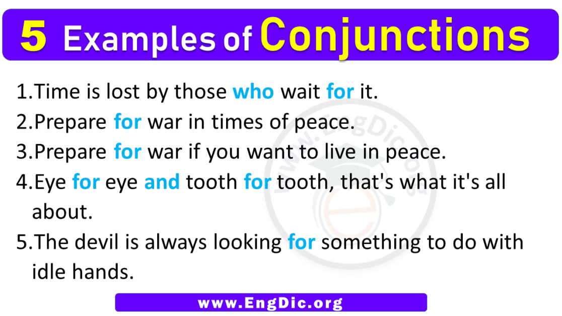 5 Examples of Conjunctions in Sentences - EngDic