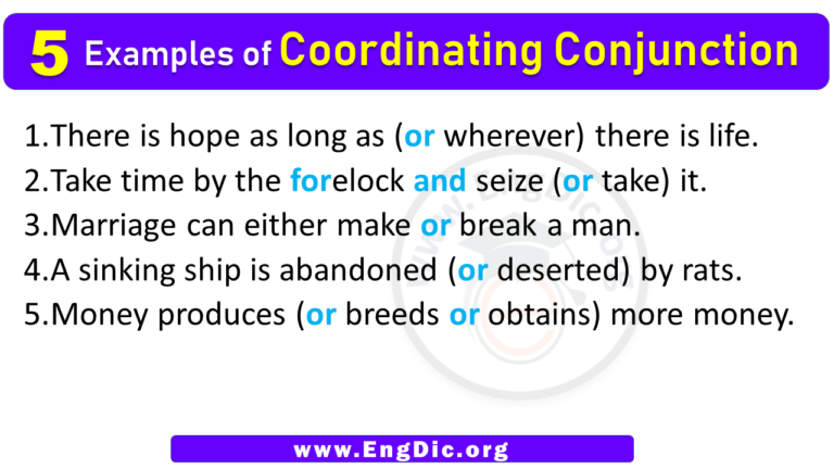 5 Examples of Coordinating Conjunctions in Sentences - EngDic