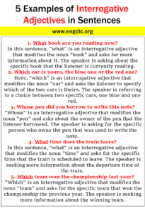 5 Examples of Interrogative Adjectives in Sentences - EngDic