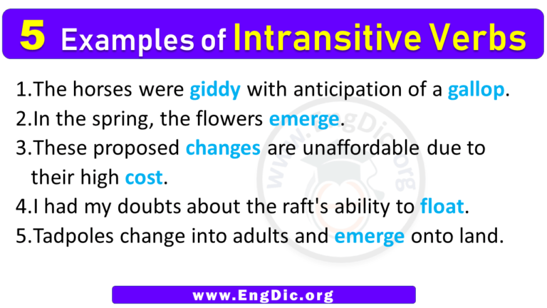 5 Examples of Intransitive Verbs (Sentences and Explanation) - EngDic