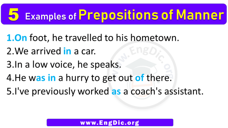5 Examples of Prepositions of Manner - EngDic