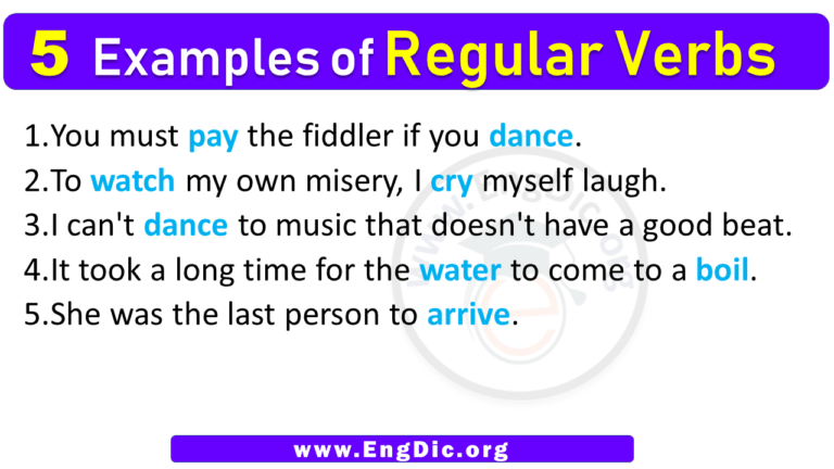 5 Examples of Regular Verbs in Sentences - EngDic
