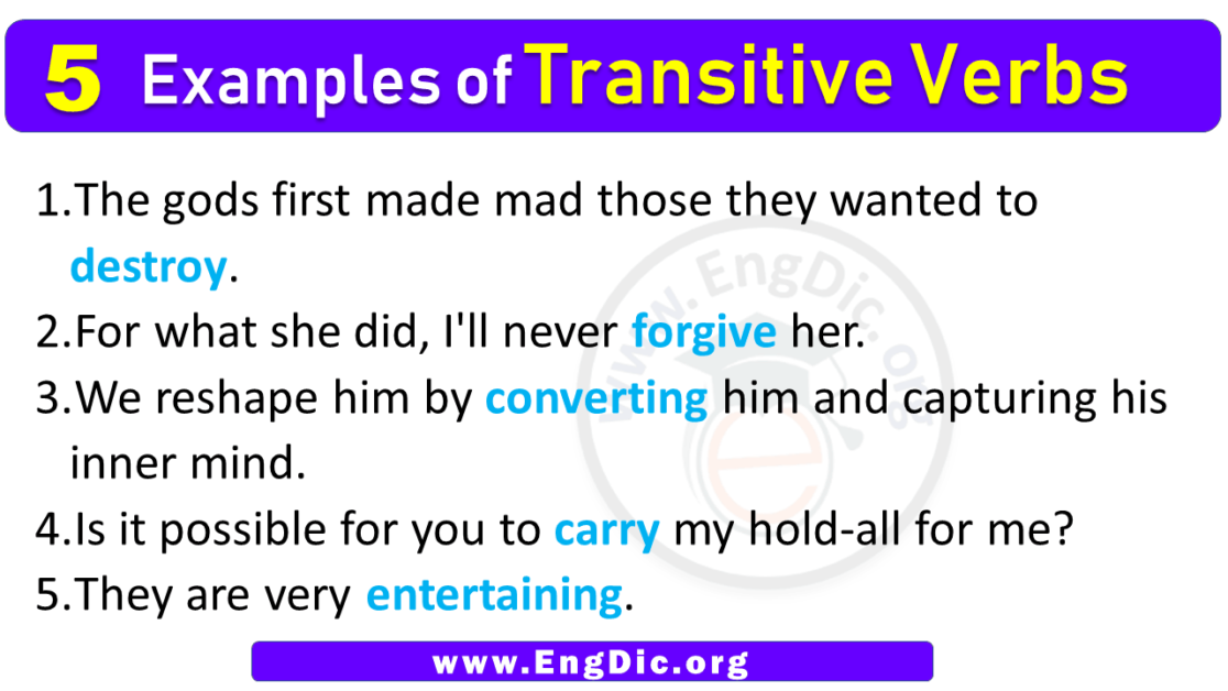 5 Examples of Transitive Verbs in Sentences - EngDic