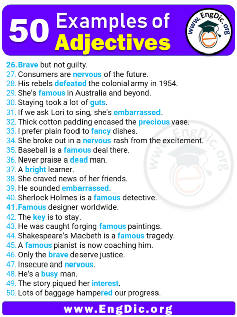 50 Examples of Adjectives in Sentences – EngDic