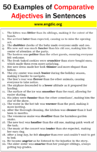 50 Examples of Comparative Adjectives in Sentences - EngDic