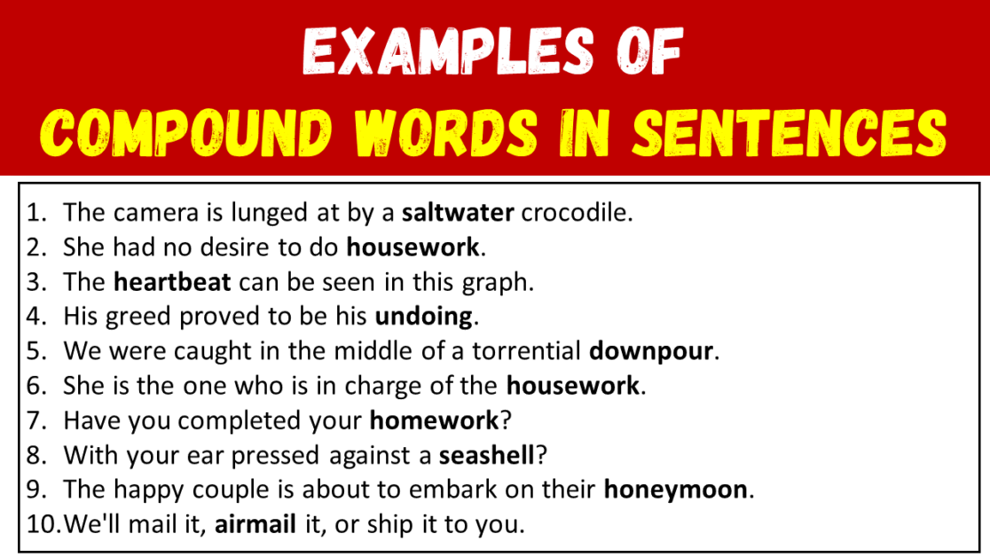 50 Examples of Compound Words in Sentences - EngDic