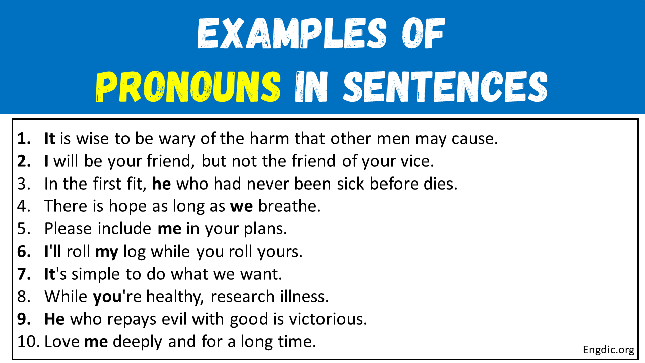 50 Examples of Pronouns in Sentences - EngDic