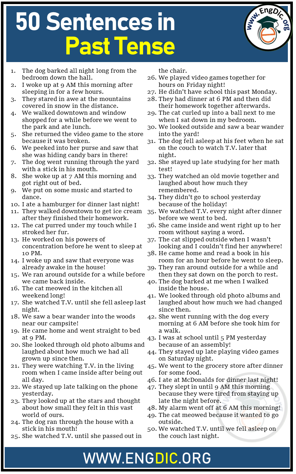 50 Sentences In Past Tense Past Tense Examples EngDic 50 Sentences In Past Tense Past Tense Examples EngDic
