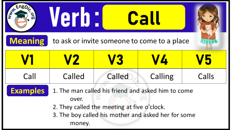 Call Verb Forms: Past Tense and Past Participle (V1 V2 V3) - EngDic