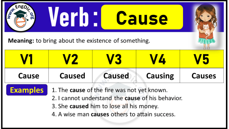 Cause Verb Forms: Past Tense and Past Participle (V1 V2 V3) - EngDic