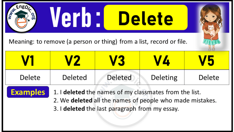 Delete Verb Forms: Past Tense and Past Participle (V1 V2 V3) - EngDic