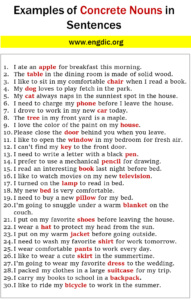 100 Examples of Concrete Nouns in Sentences - EngDic