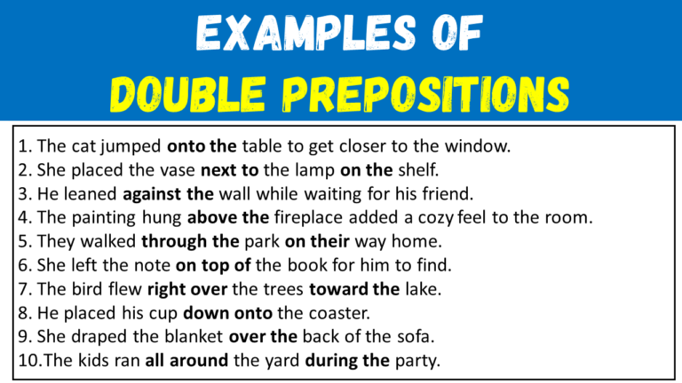 Double Prepositions: 50 Examples of Double Prepositions in Sentences ...