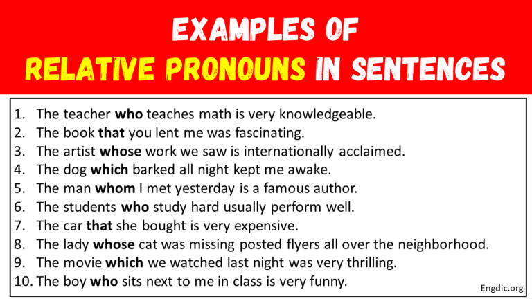 20 Examples of Relative Pronouns in Sentences - EngDic