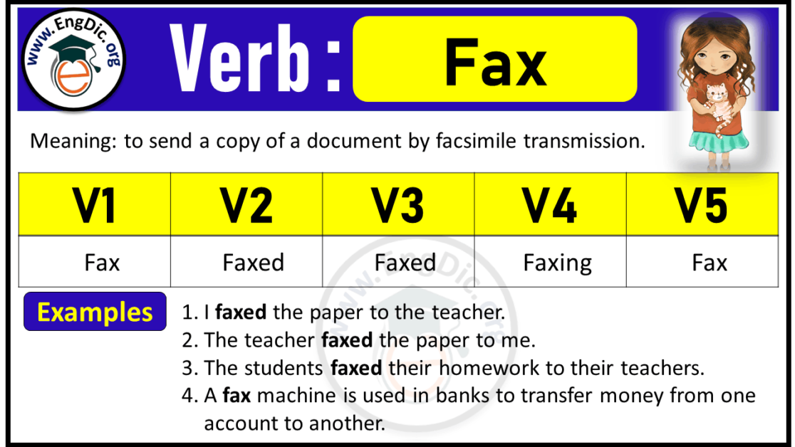 Fax Verb Forms: Past Tense and Past Participle (V1 V2 V3) - EngDic