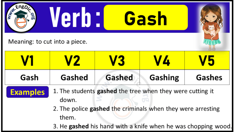 Gash Verb Forms: Past Tense and Past Participle (V1 V2 V3) - EngDic