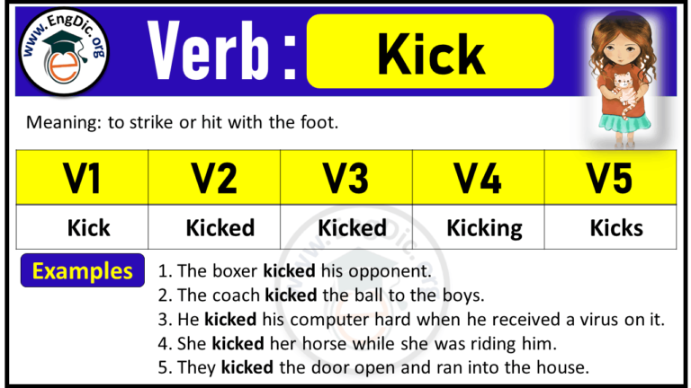 Kick Verb Forms: Past Tense and Past Participle (V1 V2 V3) - EngDic