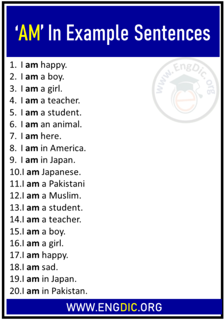 20 Sentences Using 'AM', AM in Example Sentences - EngDic