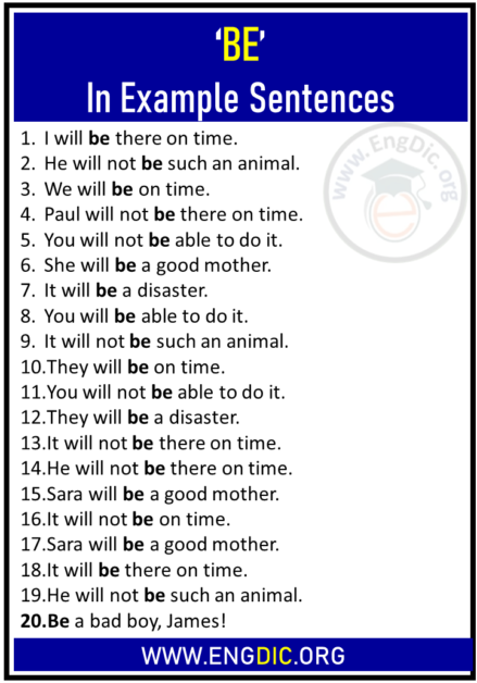 20 Sentences Using ‘BE’, BE in Example Sentences - EngDic