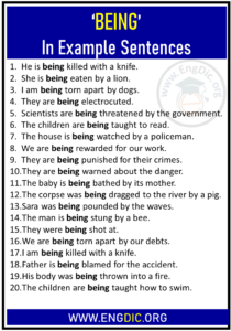 +20 Sentences Using ‘BEING’, BEING in Example Sentences - EngDic